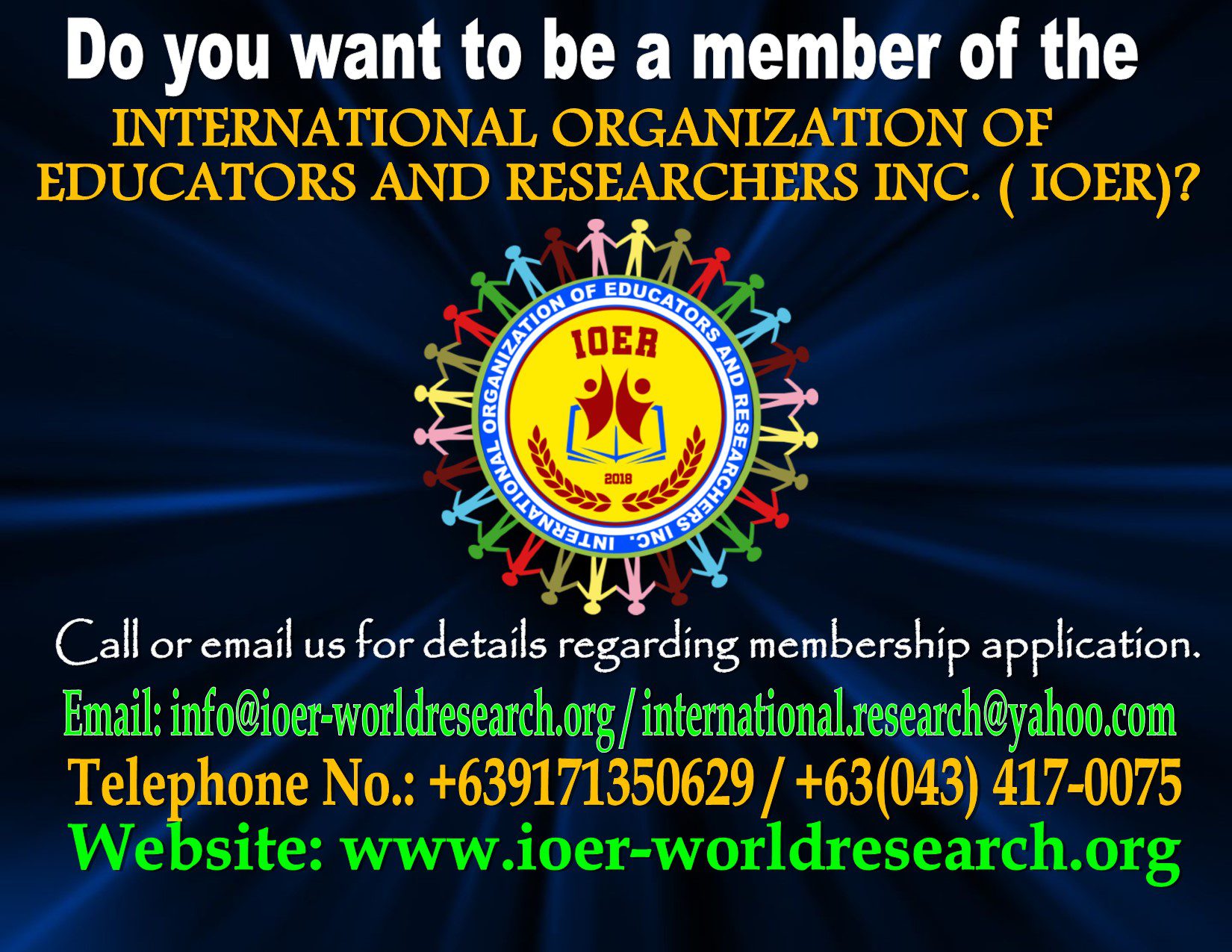 MEMBERSHIP – International Organization of Educators and Researchers Inc.